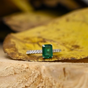 2ct Emerald Cut Diamond Engagement Ring, Minimalist Ring, Bridesmaid ...