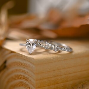 2.25ct Pear Diamond Wedding Ring Set, Engagement Ring, Teardrop Bridal ...
