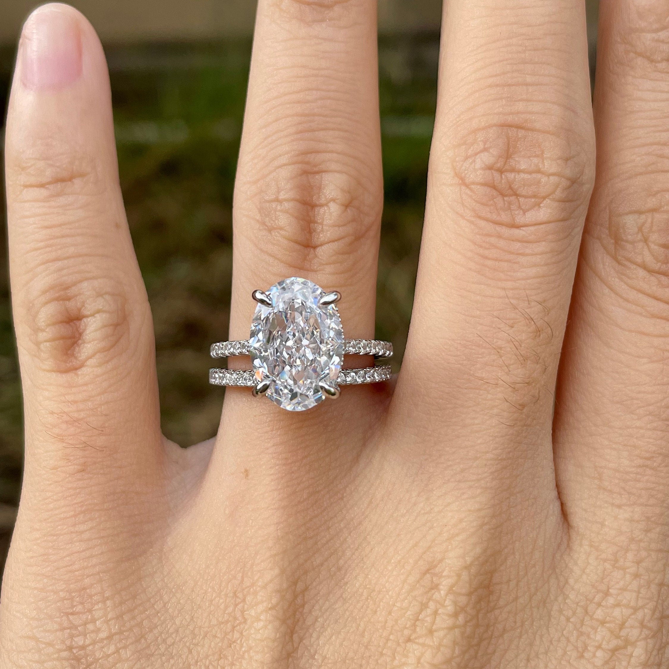 3.75CT Classic Oval Engagement Ring Set Bridal Set Oval - Etsy