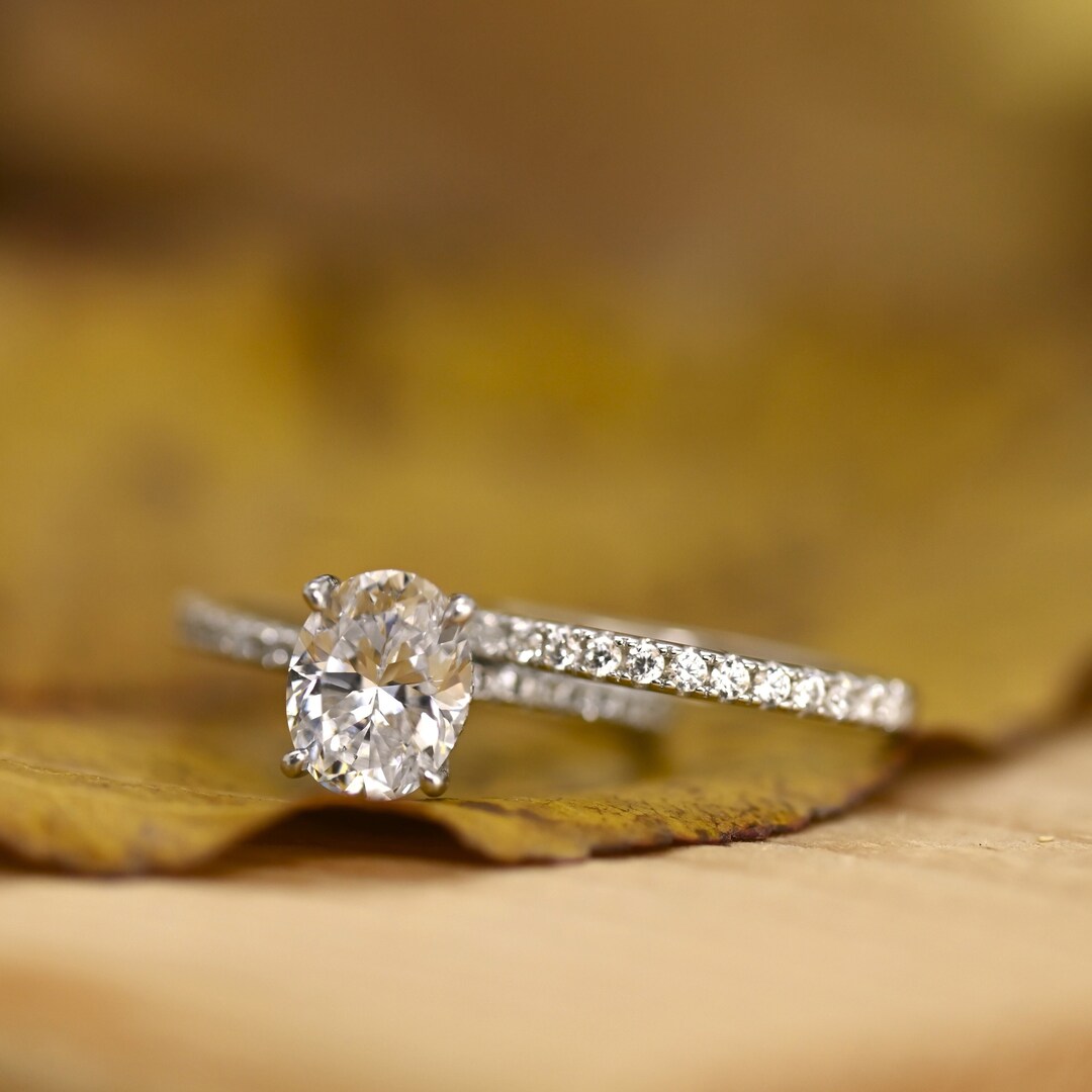 3.75CT Classic Oval Engagement Ring Set Bridal Set Oval Promise Ring ...