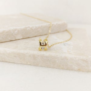 14k Gold H Letter Necklace, Gold Initial Pendant Necklace, Dainty Gold ...