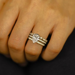 2.25ct Pear Diamond Wedding Ring Set, Engagement Ring, Teardrop Bridal ...
