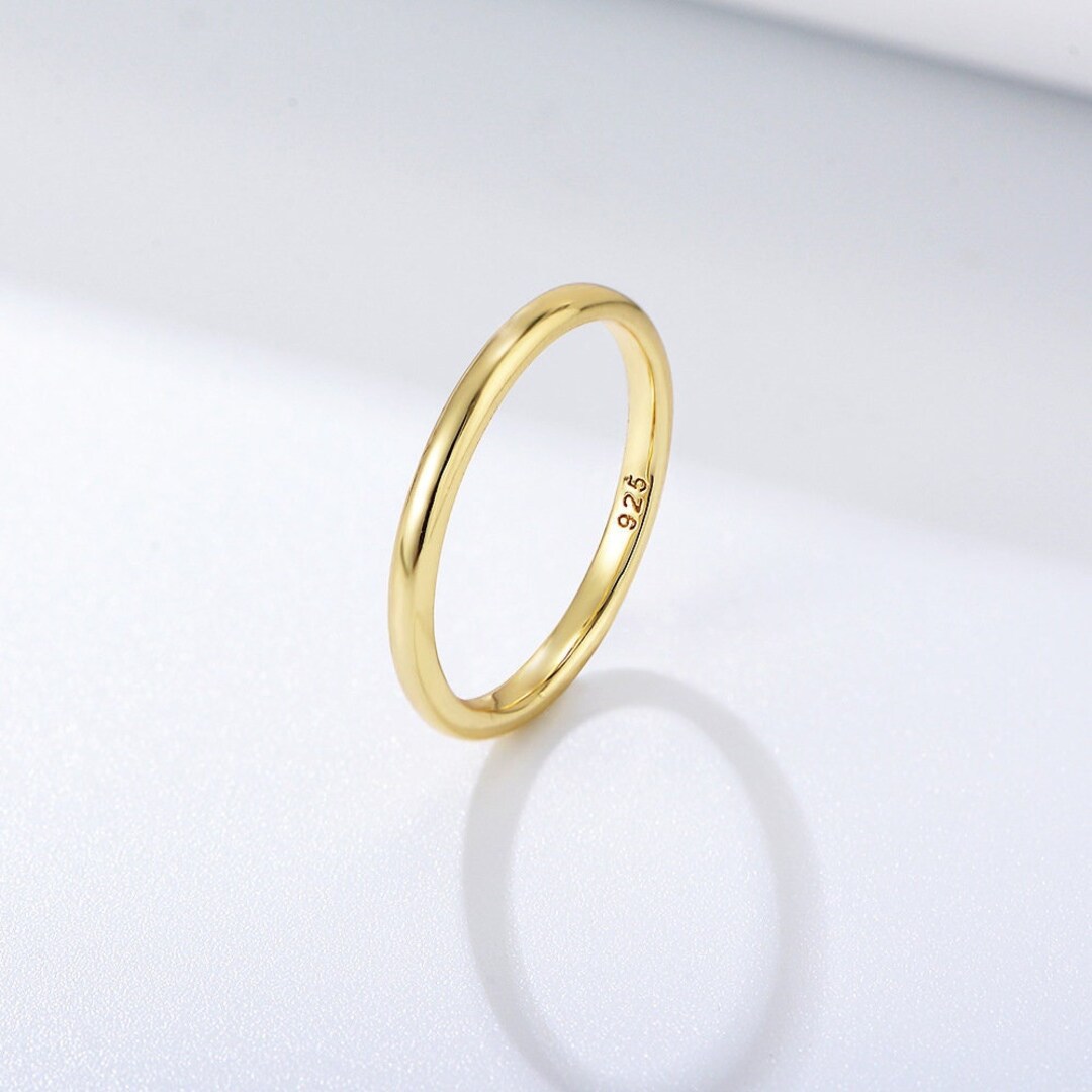 2mm Yellow Gold Thin Stacking Rings, Wedding Band, Lined Ring, Thin ...