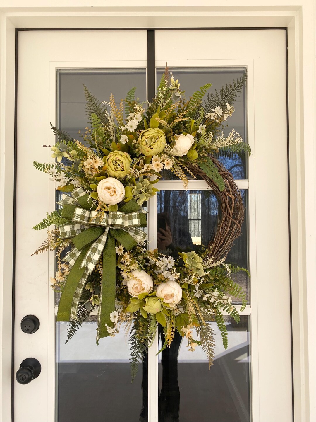 30”x24” Spring Peony Wreath, Nutural Wreath, Everyday Wreath, Farmhouse ...