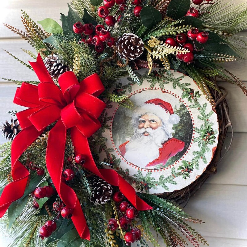 Santa Wreath - Etsy