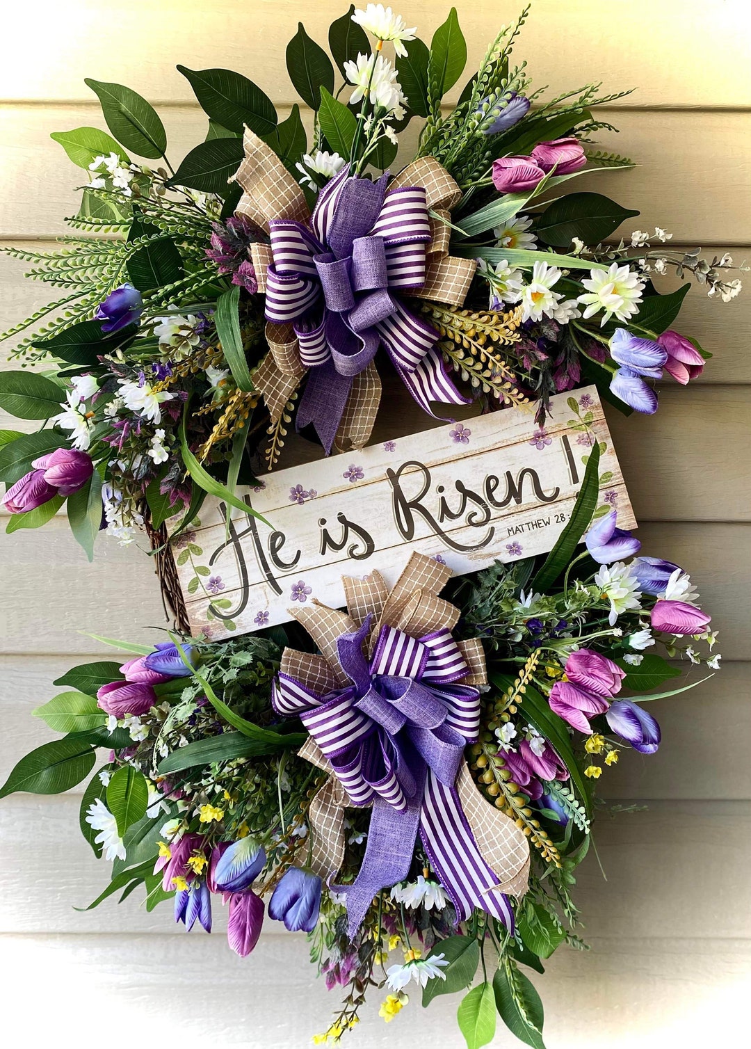 23”x29” He is Risen Easter Wreath, Easter Wreath, Spring Wreath, Front ...