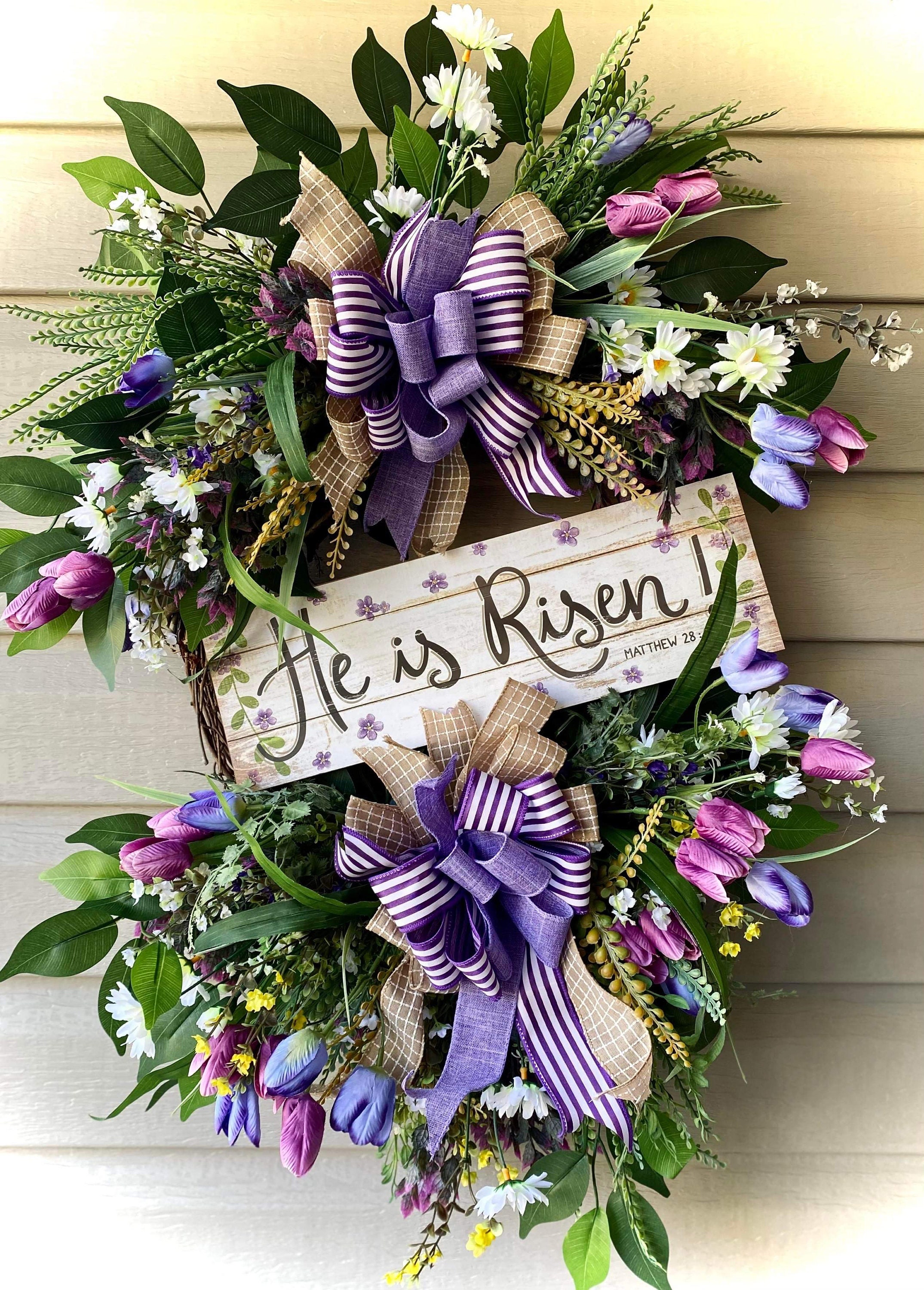 23”x29” He is Risen Easter Wreath, Easter Wreath, Spring Wreath, Front ...
