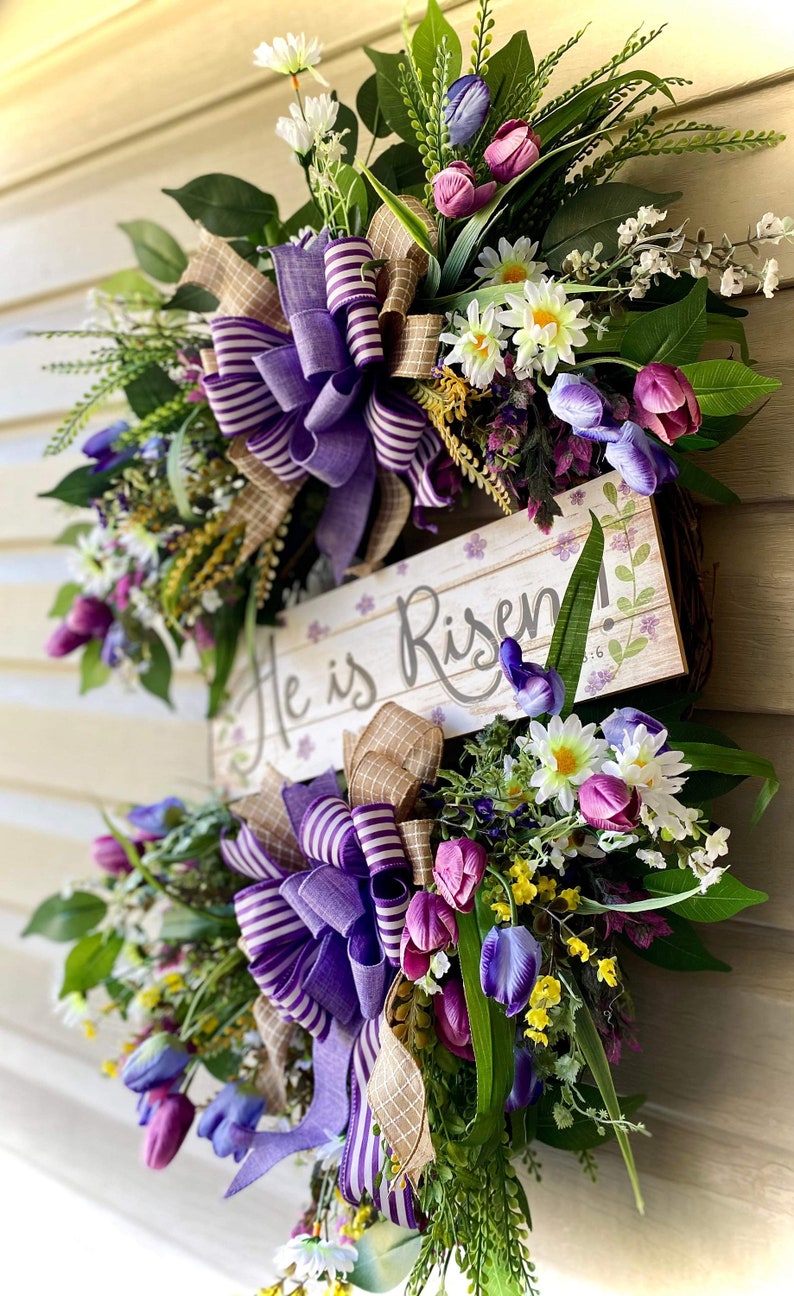 23”x29” He is Risen Easter Wreath, Easter Wreath, Spring Wreath, Front ...