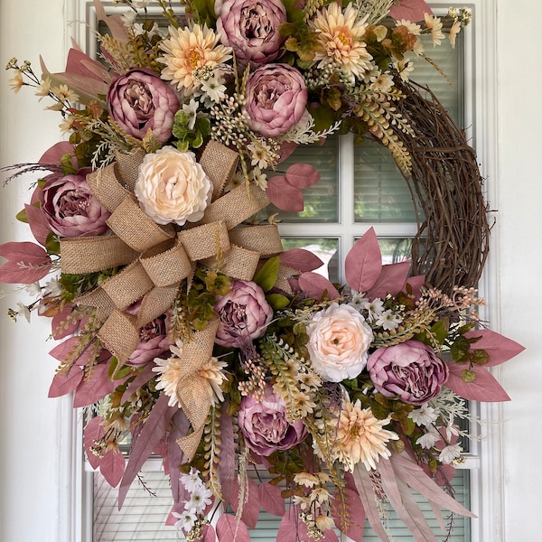 Pink Fall Wreath - Etsy