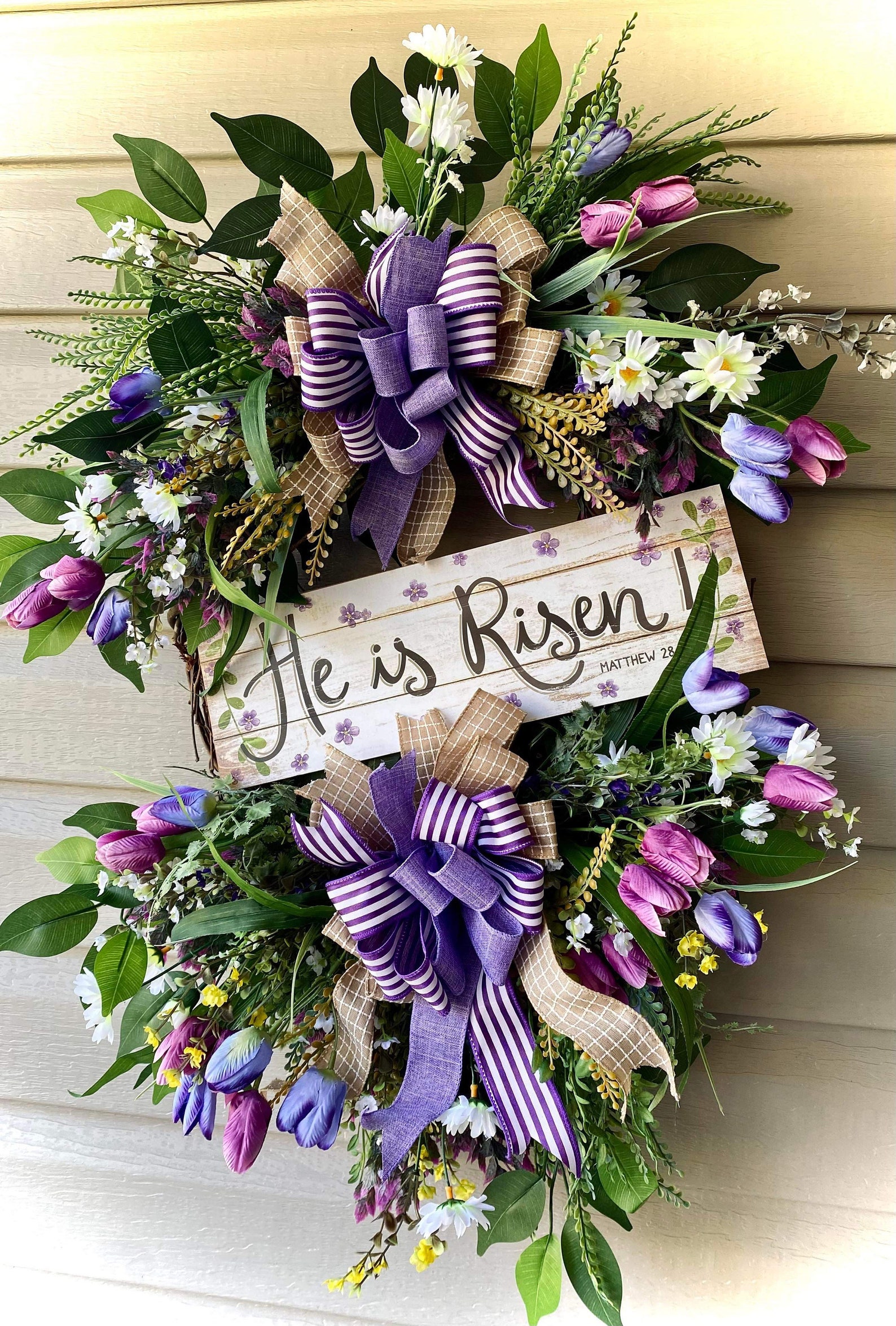 23”x29” He is Risen Easter Wreath, Easter Wreath, Spring Wreath, Front ...