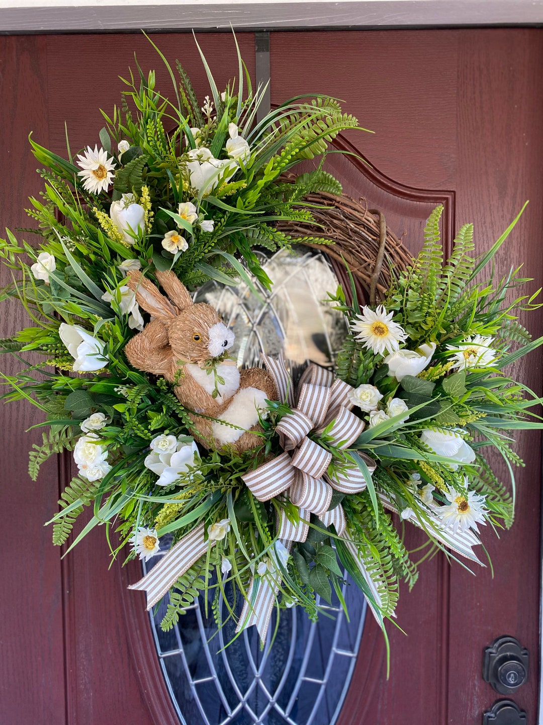 30”x28” Spring Easter Wreath, Tulip Wreath, Easter Wreath, Bunny Wreath ...