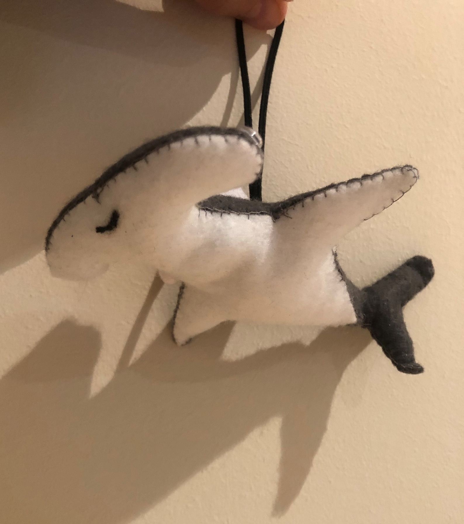 Hector the Hammerhead Shark Christmas Santa Hat Hanging Decoration Hand ...