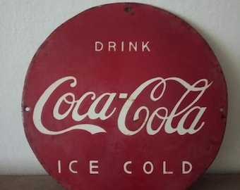 Round Coca Cola Sign - Etsy