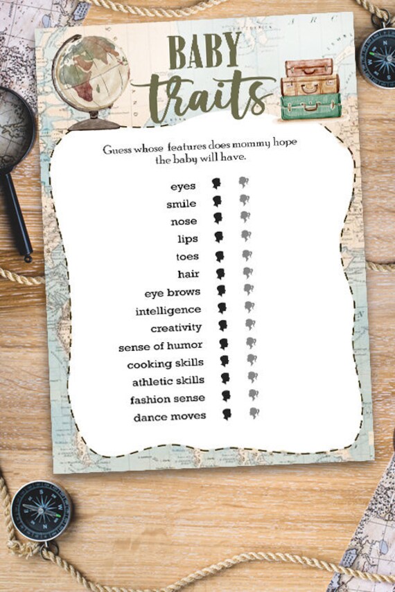 Baby Traits and Features Baby Shower Games Card / Travel | Etsy