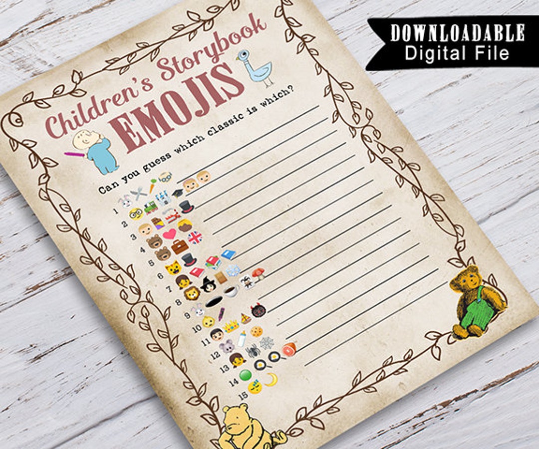 Children's Stories Emojis Baby Shower Games / Storybook /library ...