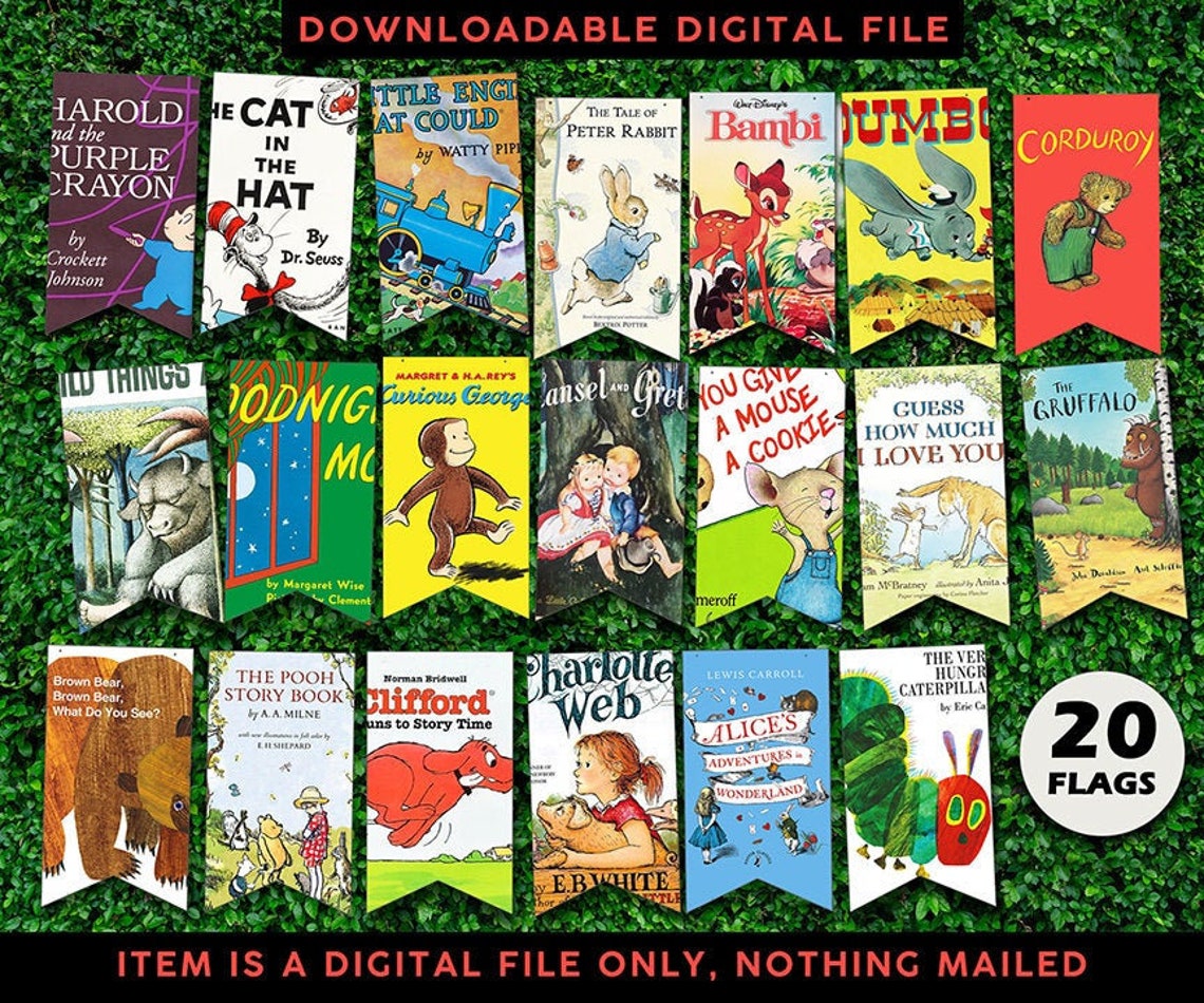 Digital Storybook Themed Printable Banner Bunting Decoration / | Etsy