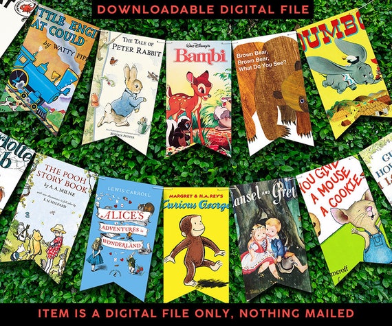 Digital Storybook Themed Printable Banner Bunting Decoration / | Etsy