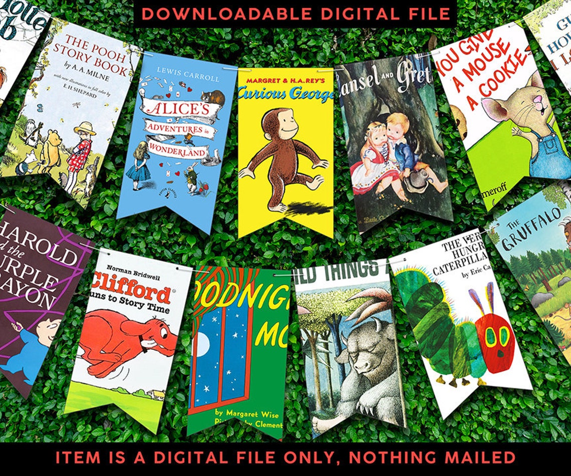 Digital Storybook Themed Printable Banner Bunting Decoration / Baby ...