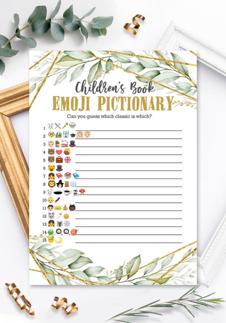 Children's Book Emoji Pictionary Baby Shower Games Card / - Etsy