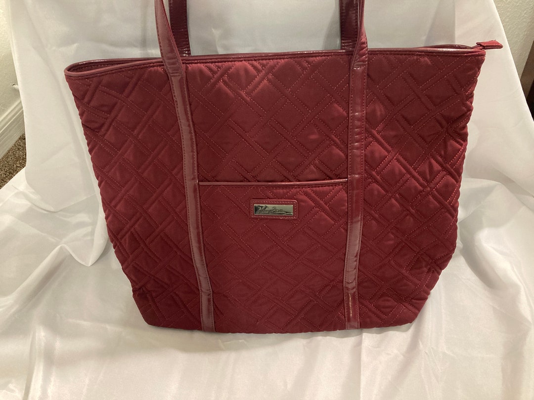 Vera Bradley Over the Shoulder Large Tote Bag in Trimmed Vera Raisin ...