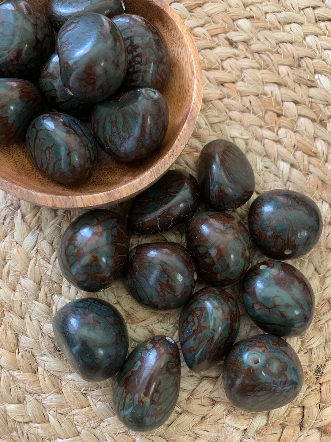 Dark Olive Green Tagua Nuts With Natural Markings, Large Tagua Nuts ...