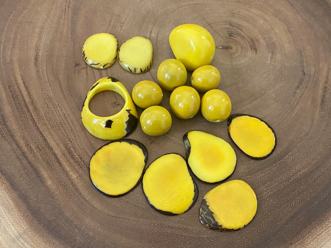 Tagua and Bombona Seeds, Sunshine Yellow Beads, Colombian Seeds, Tagua ...