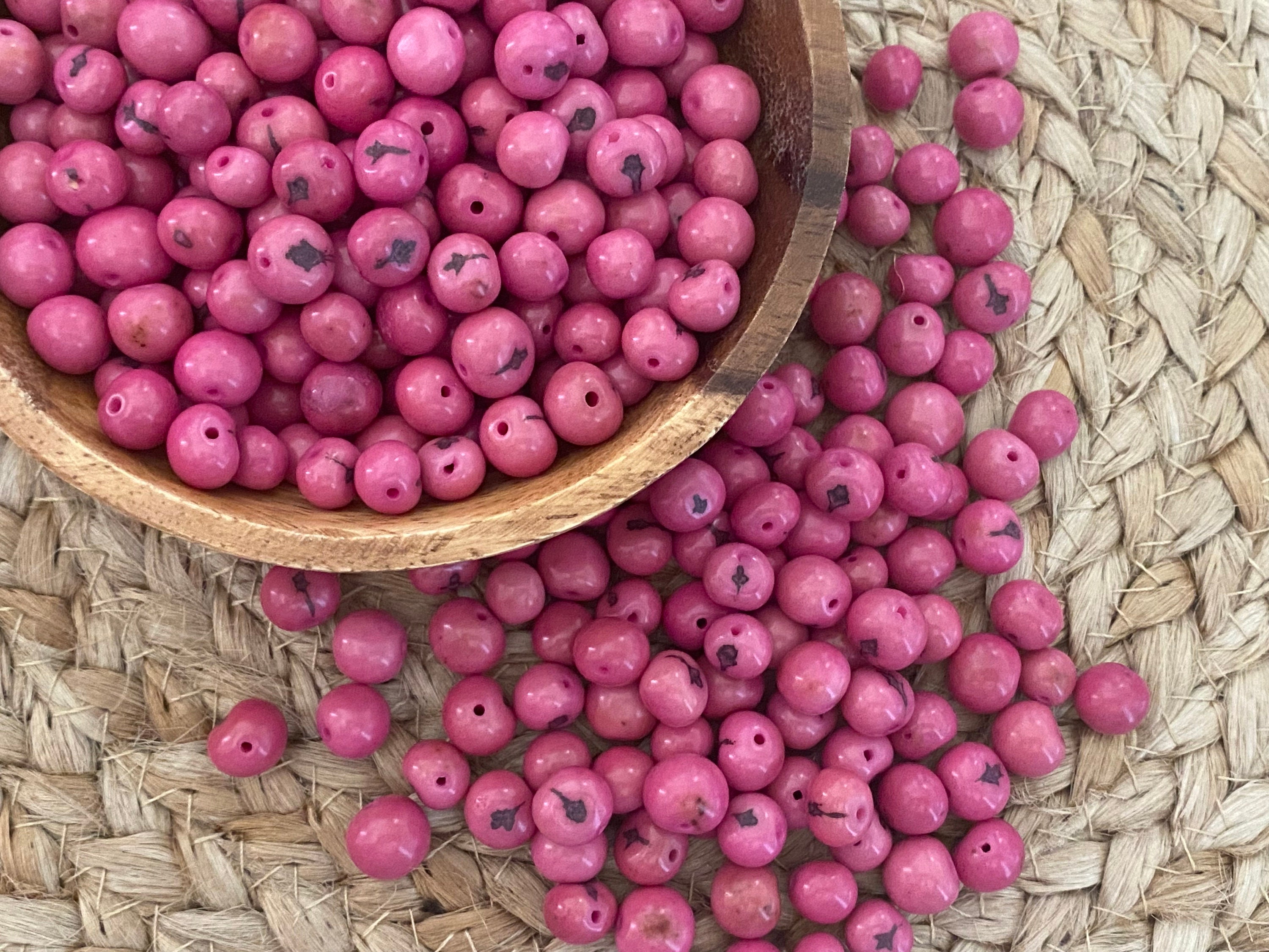 Rose Pink Acai Seeds, Natural Acai Seeds, Seed Jewelry, 8-10 Mm Acai ...