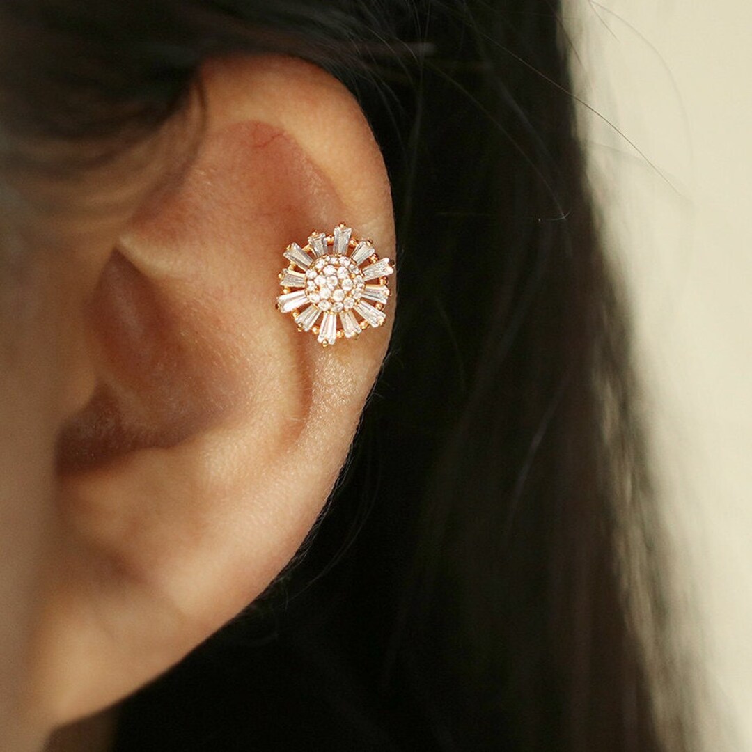 Solar Cubic Brass Stainless Steel Labret Barbell Cartilage - Etsy