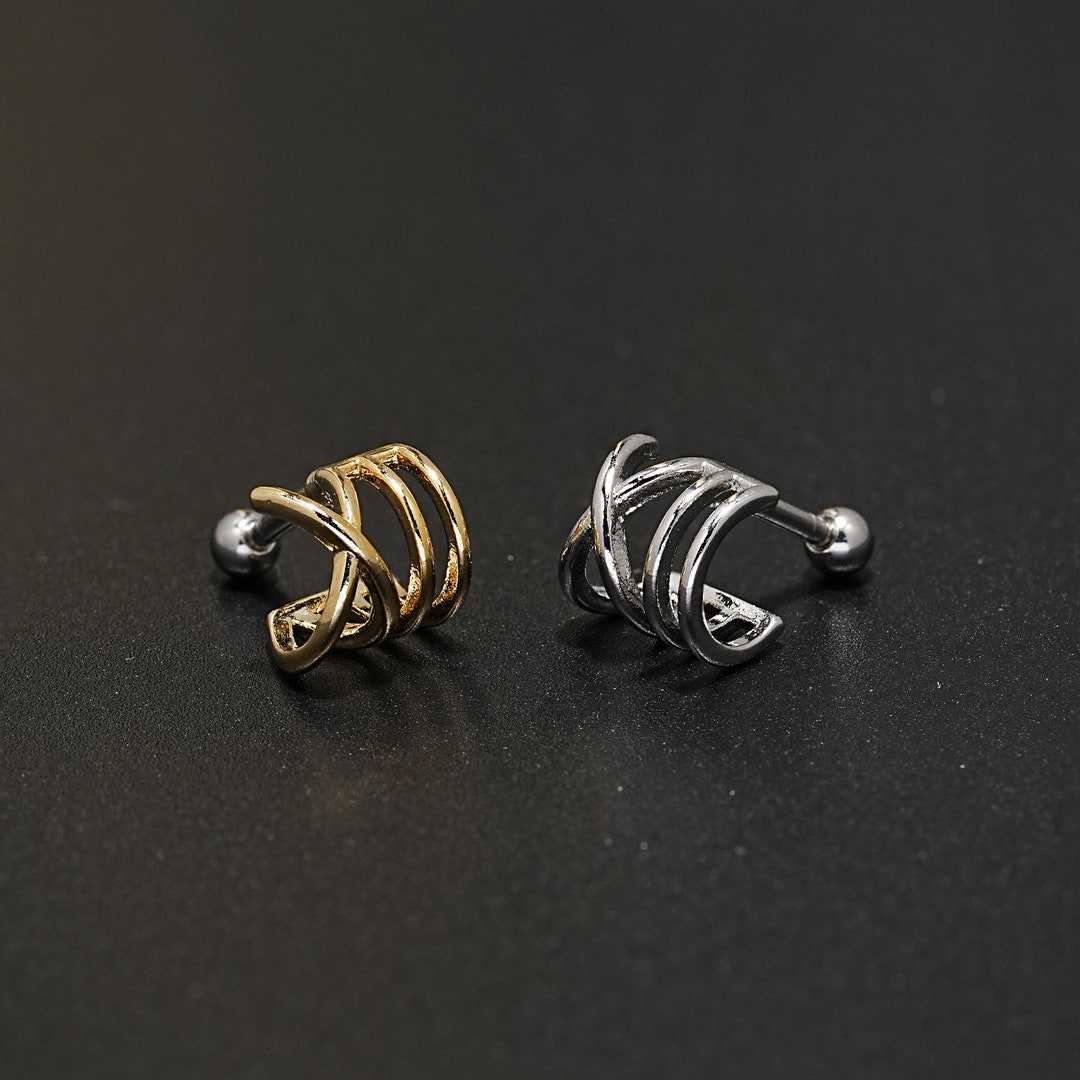 Cartilage Lines Brass Stainless Steel Labret Barbell Cartilage Inner ...