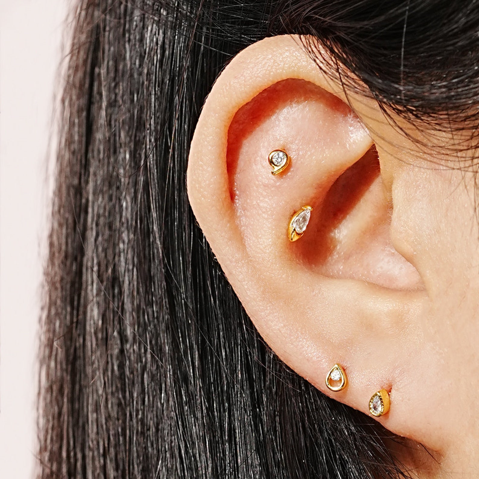 18G Tiny Water Drop Collection Internally Threaded Labret, 925 Silver ...