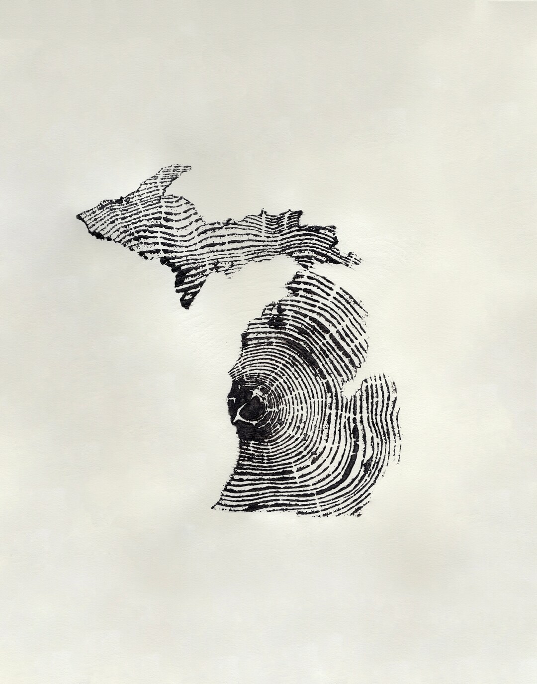 Hand Pressed Cedar Tree Ring Print, Relief Print, Lower and Upper ...