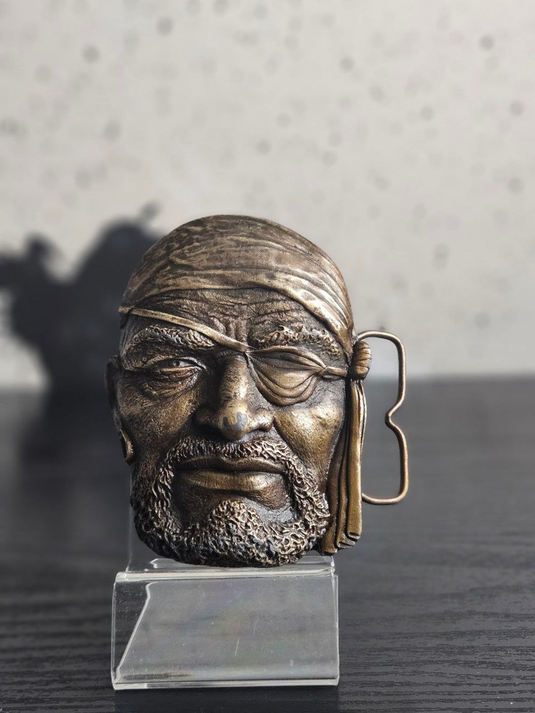 Pirate Face Design Belt Buckle Vintage Solid Brass Detailed Facial ...