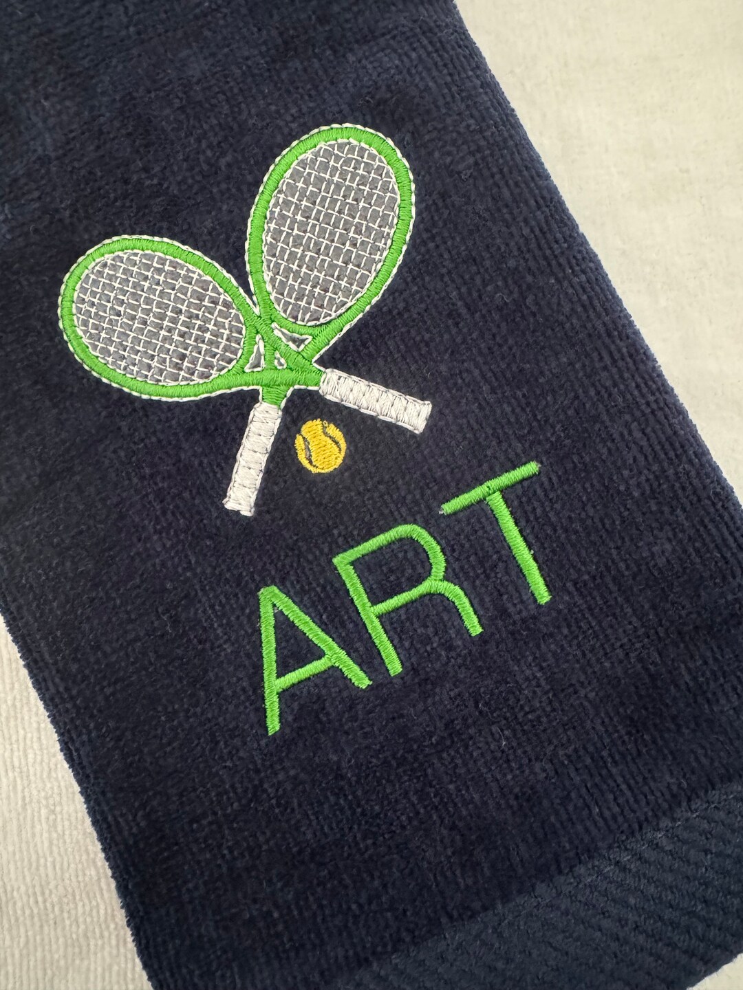TENNIS Towel - Embroidered Personalized Hand Towel 16"x26" White Pink ...