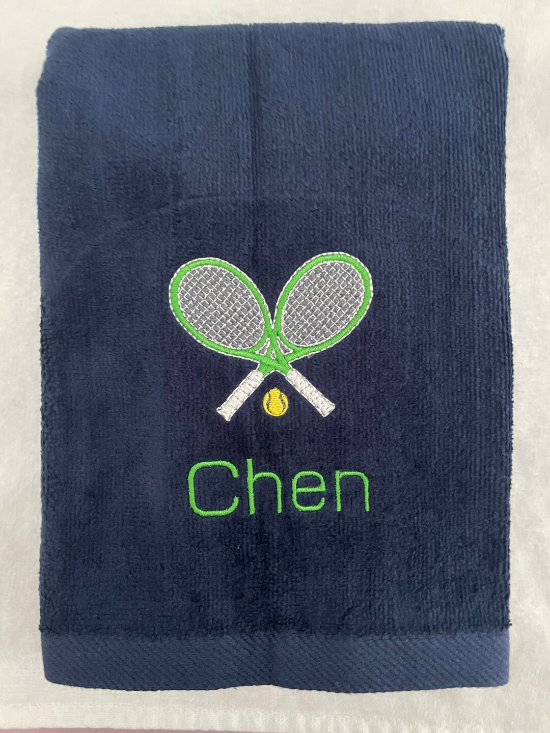 TENNIS Towel Embroidered Personalized Hand Towel White Pink Navy More 2 ...