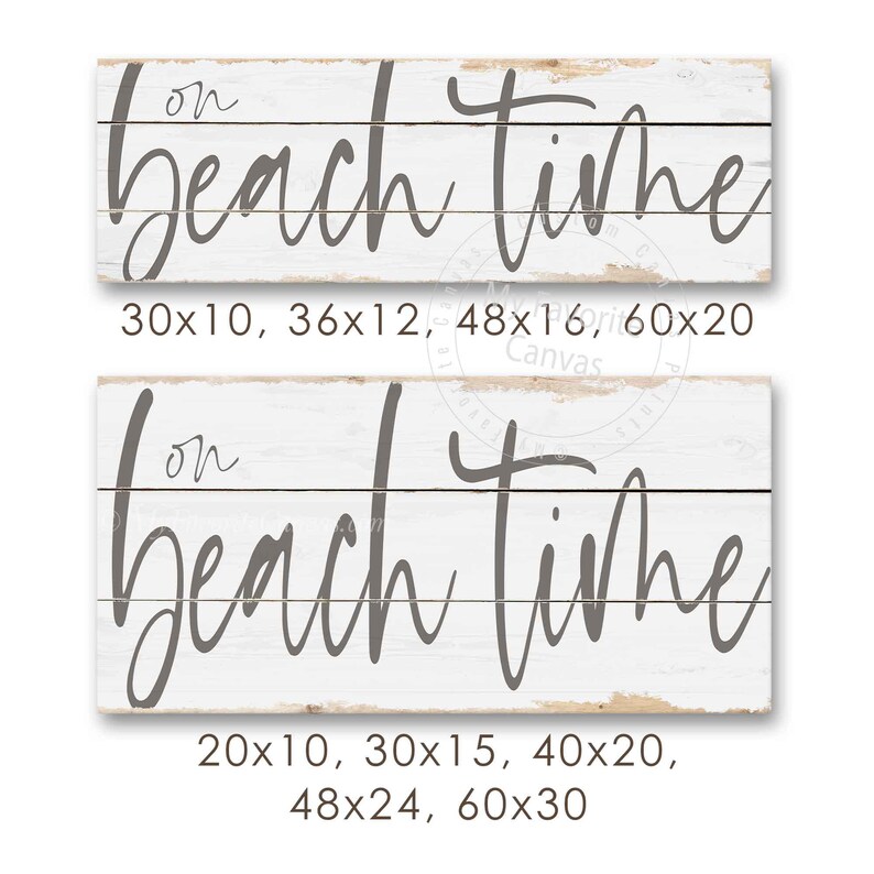 On Beach Time Sign, Rustic Canvas Wrap - Etsy