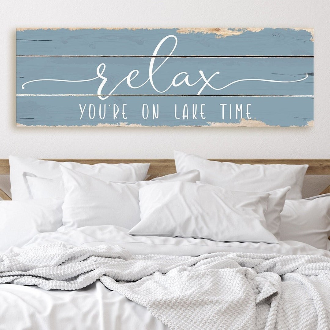 Relax You're on Lake Time Sign Rustic Canvas - Etsy