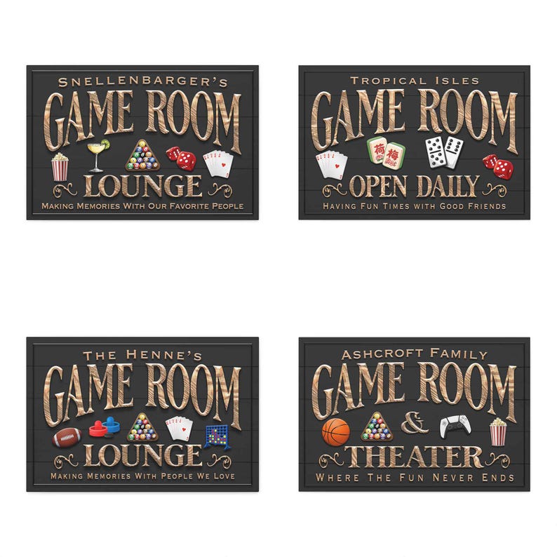 Personalized Game Room Canvas Sign: Family Lounge Decor - Etsy
