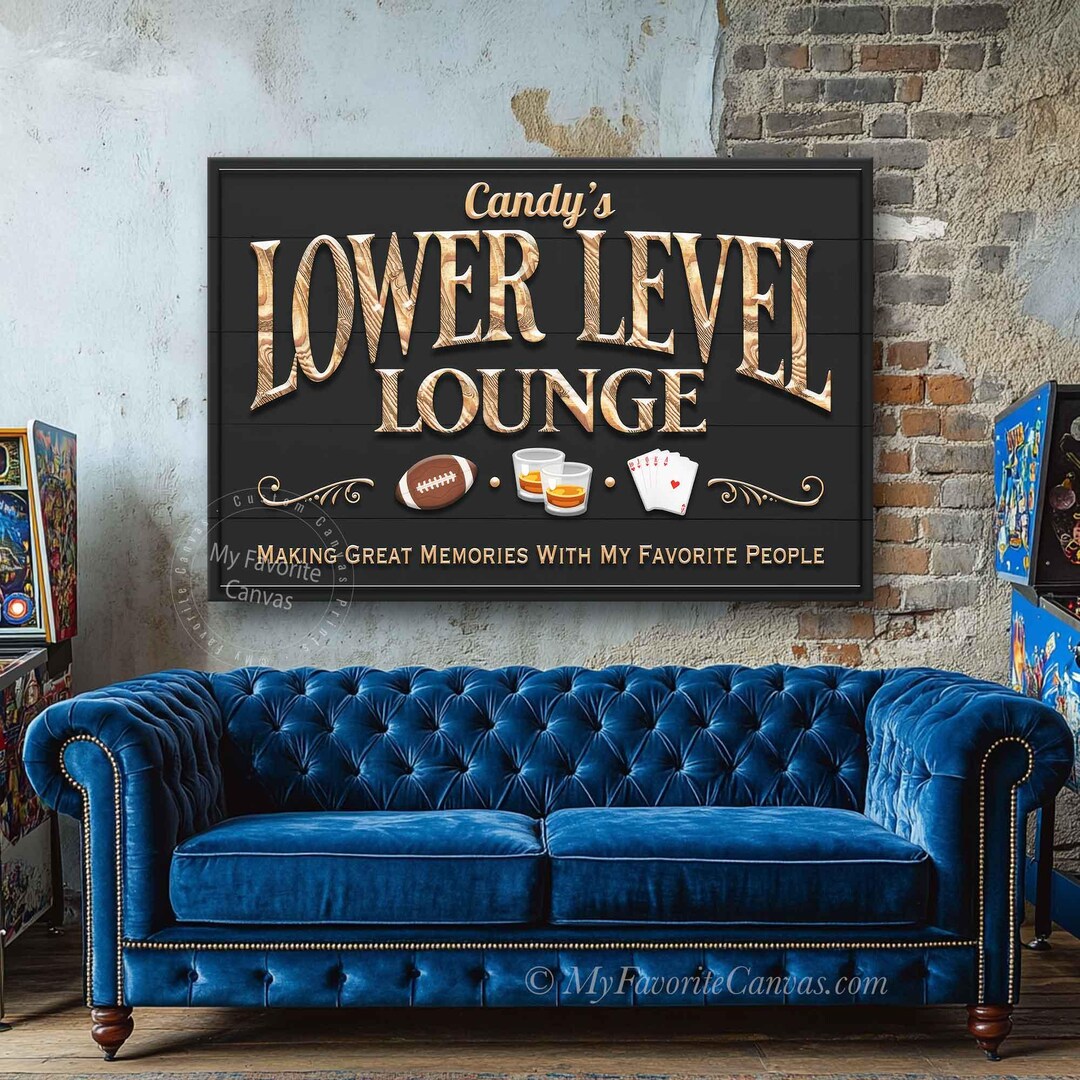 Lower Level Lounge Sign With Large Icons Canvas Wrap - Etsy