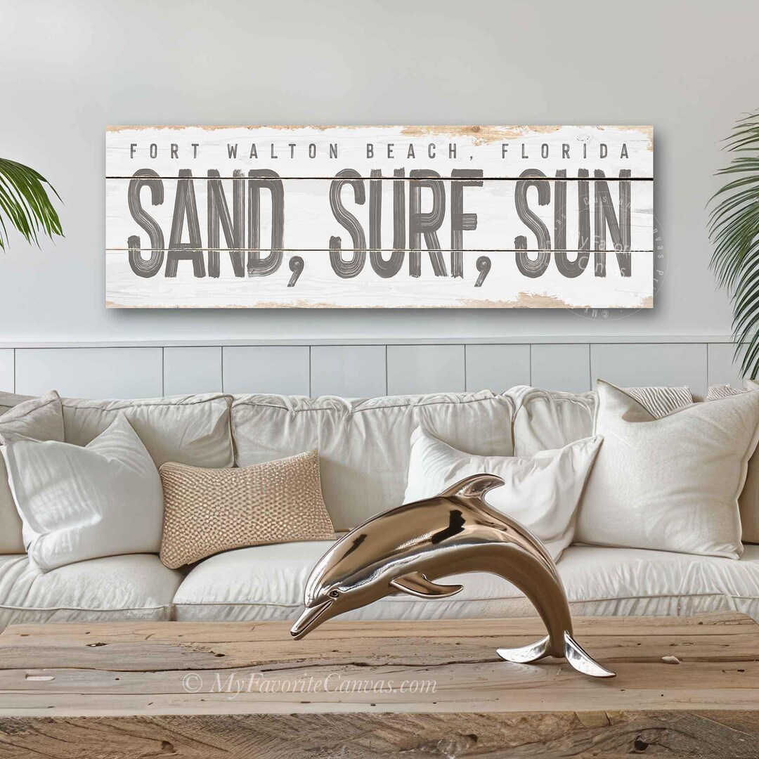 Sand, Surf, Sun Sign, Rustic Canvas Wrap - Etsy