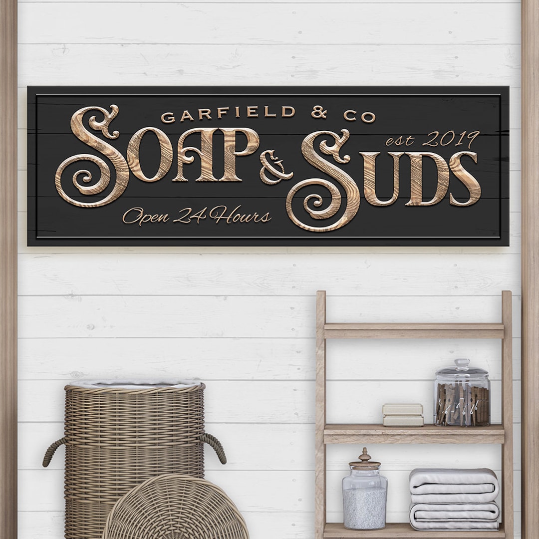 Soap and Suds Laundry Sign Ready-to-hang Hand-stretched Gallery Canvas ...