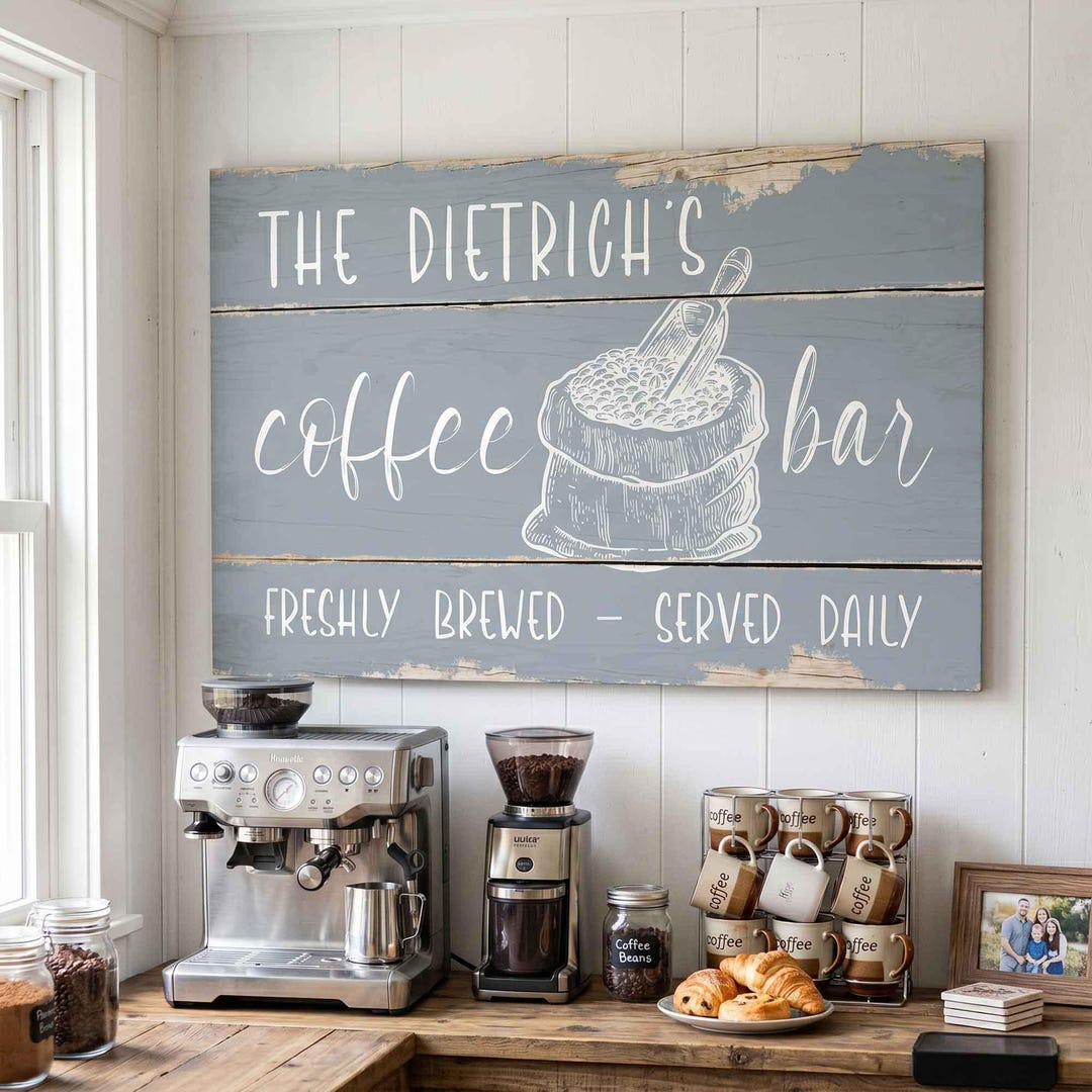 Weathered Coffee Bar Sign, Rustic Canvas - Etsy