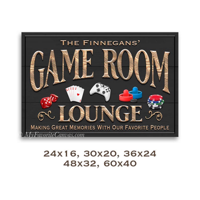 Personalized Game Room Canvas Sign: Family Lounge Decor - Etsy