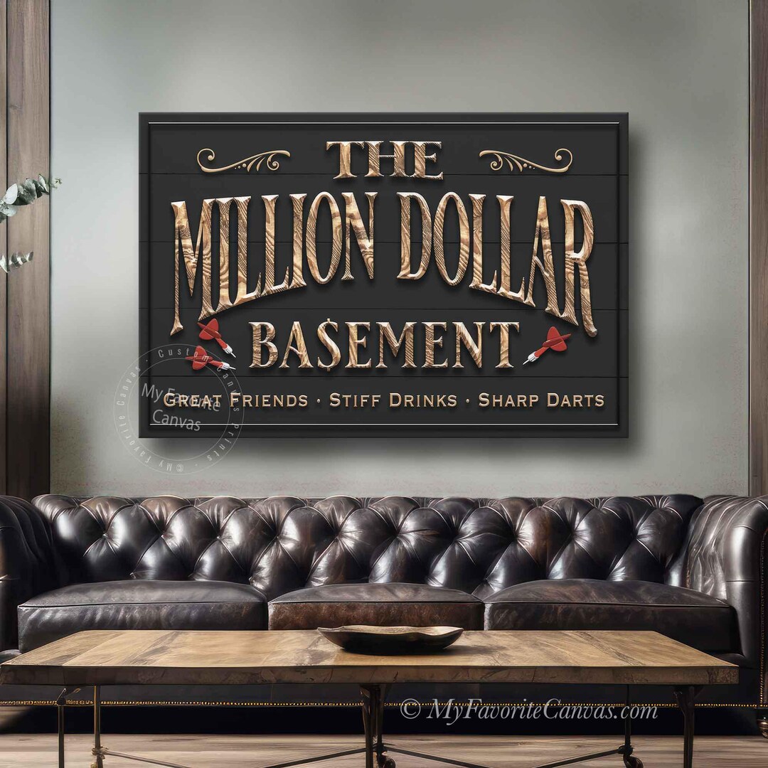 Million Dollar Basement Sign, Housewarming Bar Gift Canvas Wrap - Etsy