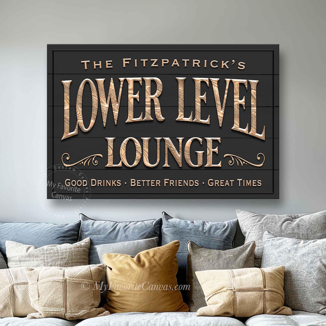Lower Level Lounge Sign, Classic Canvas Wrap - Etsy