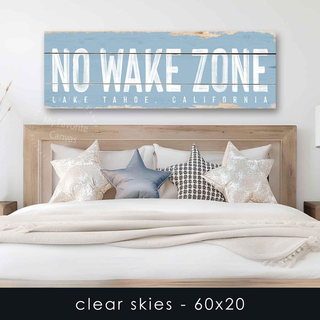 No Wake Zone Sign Rustic Ready-to-hang Hand-stretched Gallery Canvas ...