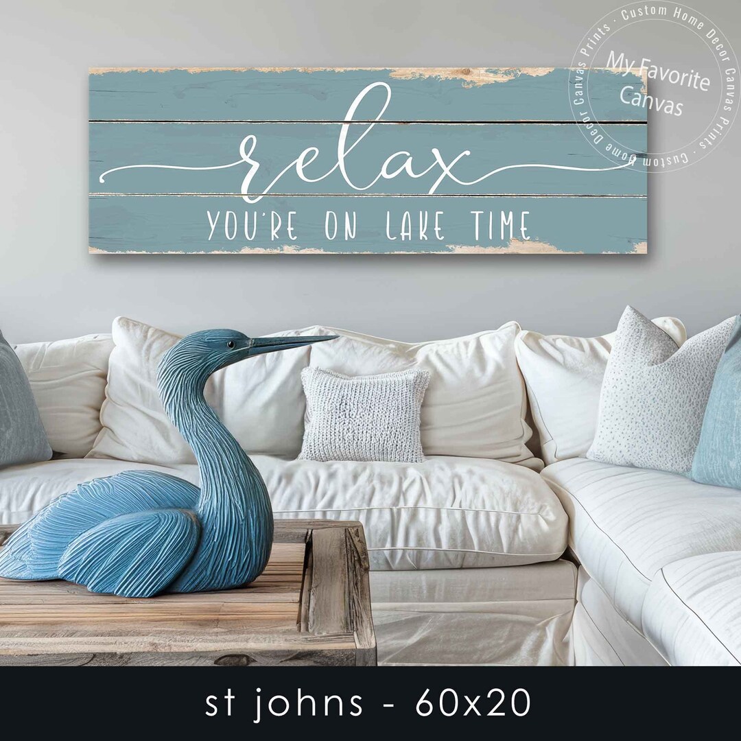Relax You're on Lake Time Sign Rustic Canvas Print - Etsy