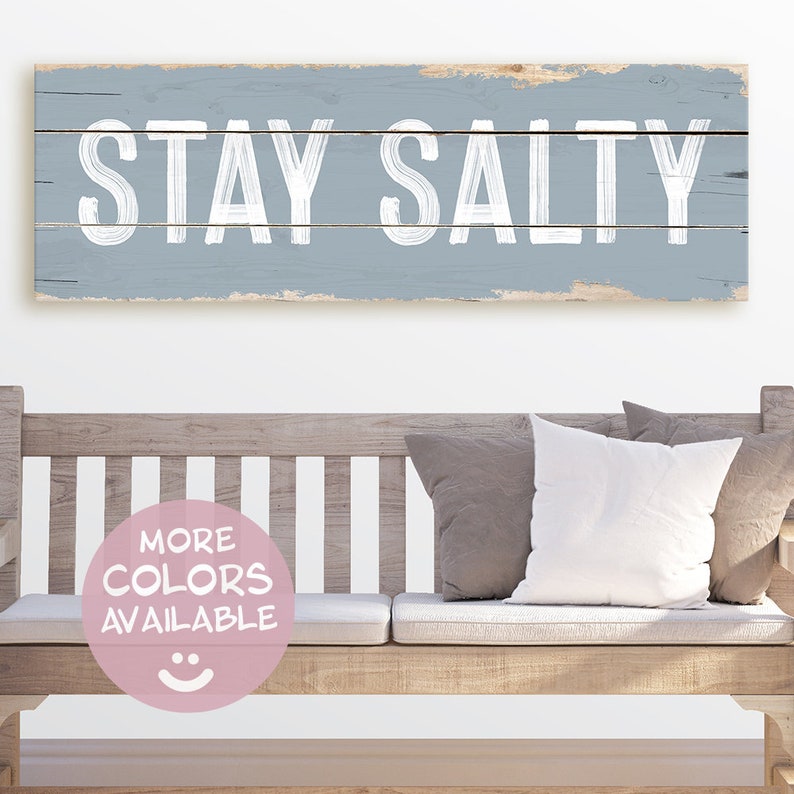 Stay Salty Sign Beach House Sign Rustic Wood Canvas - Etsy