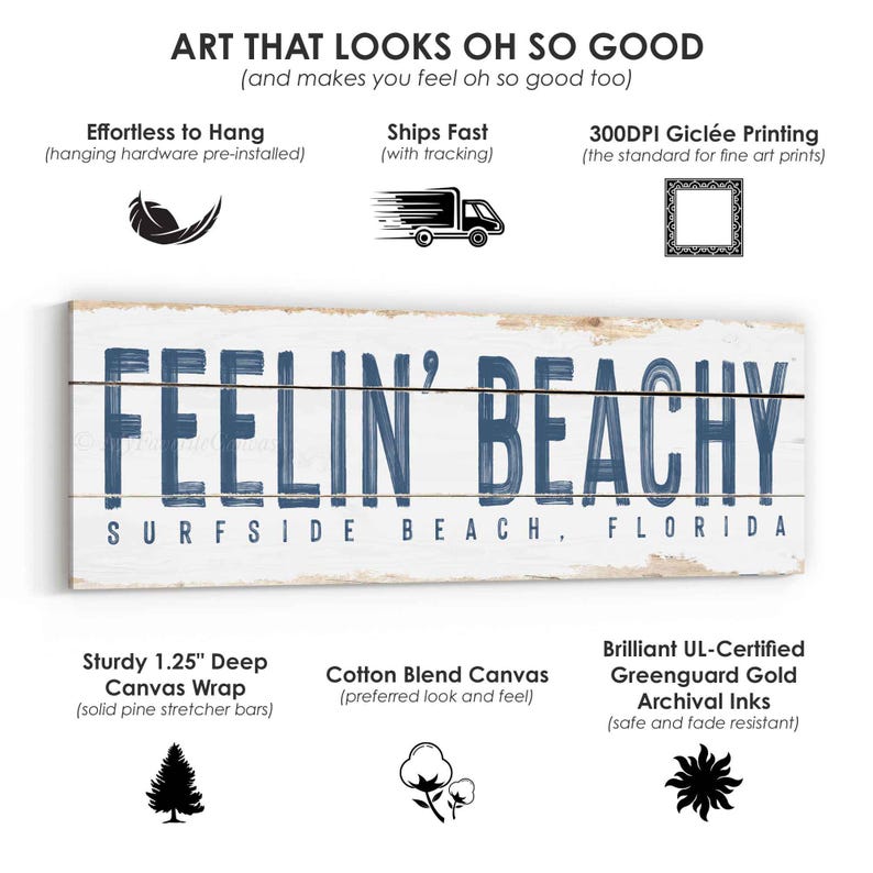 Feelin' Beachy Sign, Beach House Rustic Canvas Wrap - Etsy