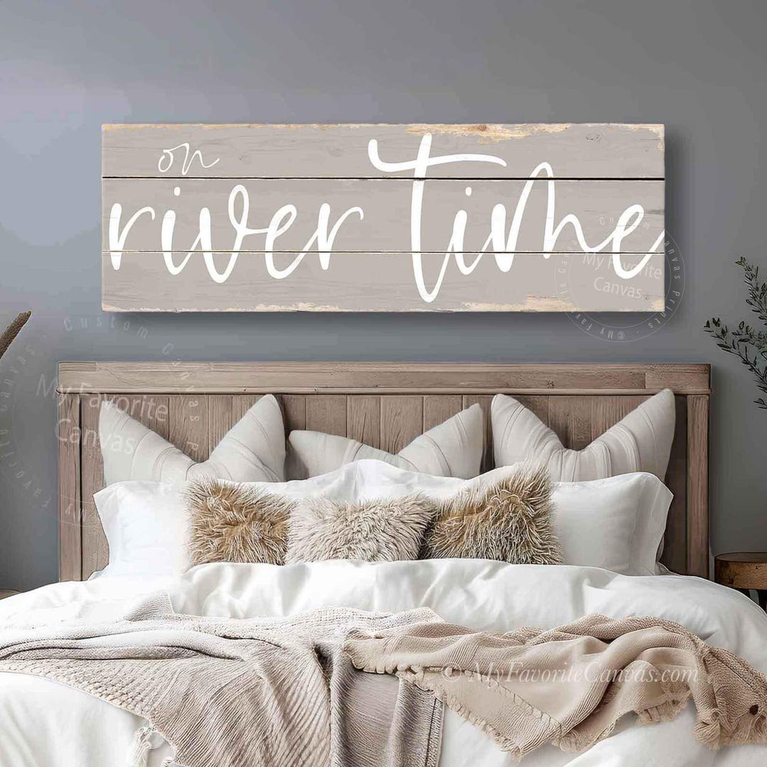 On River Time Sign, Rustic Canvas Wrap - Etsy