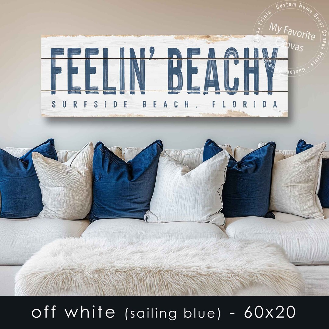 Feelin' Beachy Sign Rustic Canvas Print - Etsy